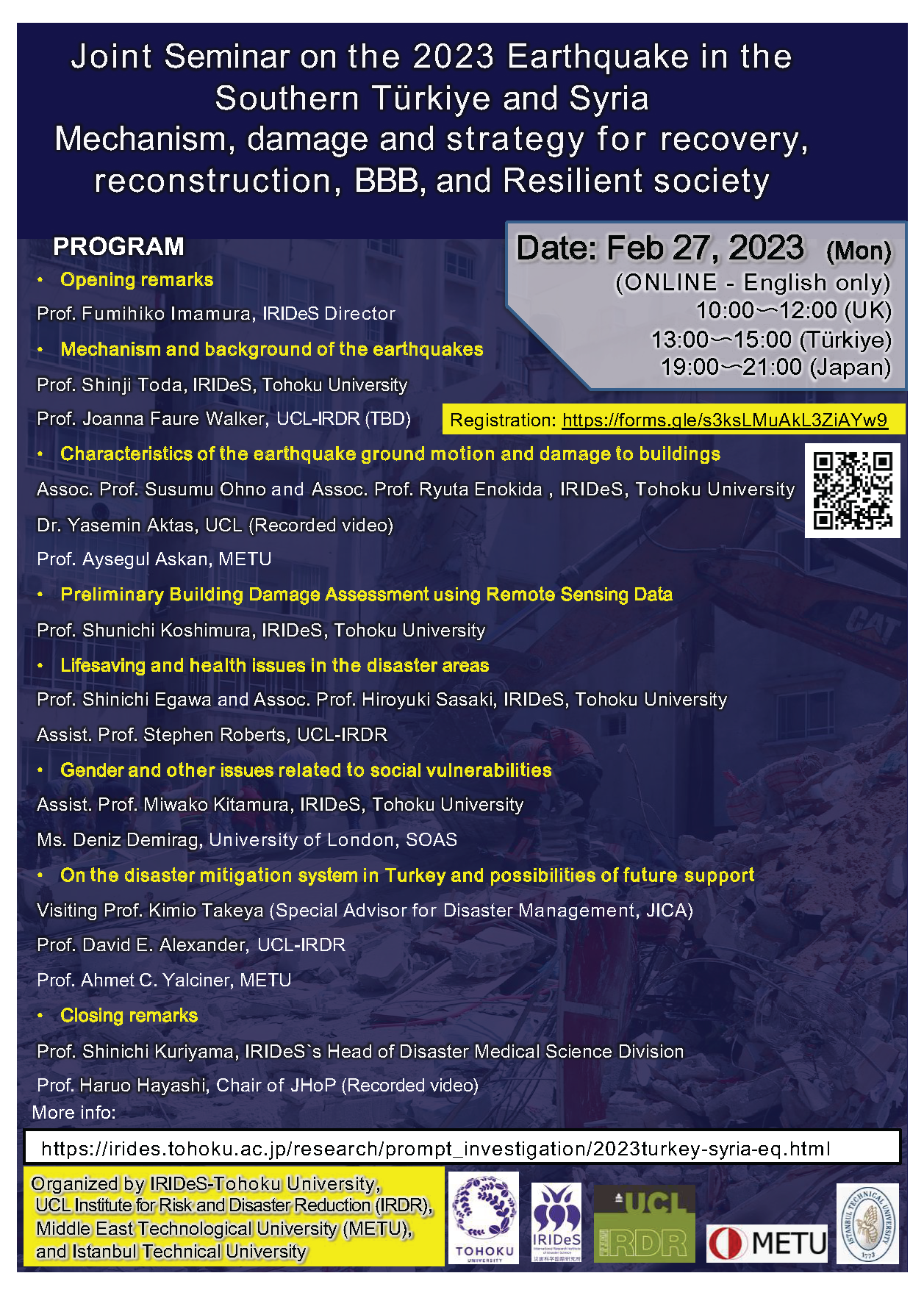 Joint Seminar on the 2023 Earthquake in the Southern Türkiye and Syria ...